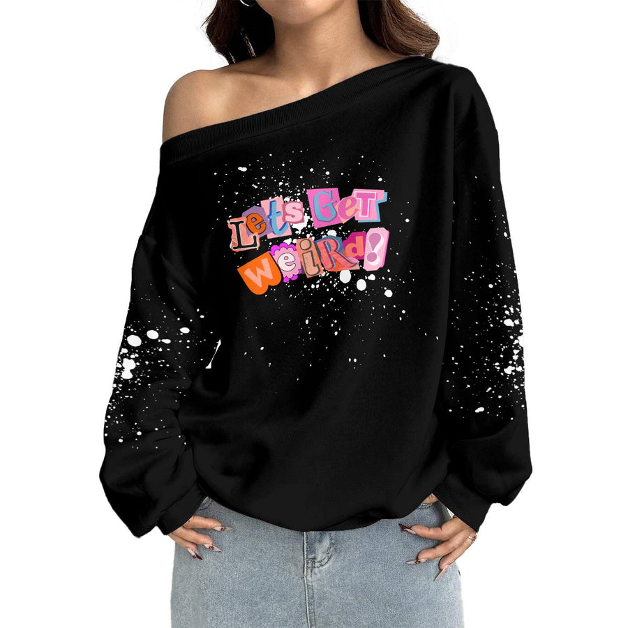 Off-Shoulder Sweatshirt w/Micro-Fleece Lining | (XS-6XL)Off-Shoulder S ...