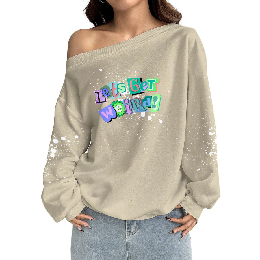 Off-Shoulder Sweatshirt w/Micro-Fleece Lining | (XS-6XL)Off-Shoulder S ...